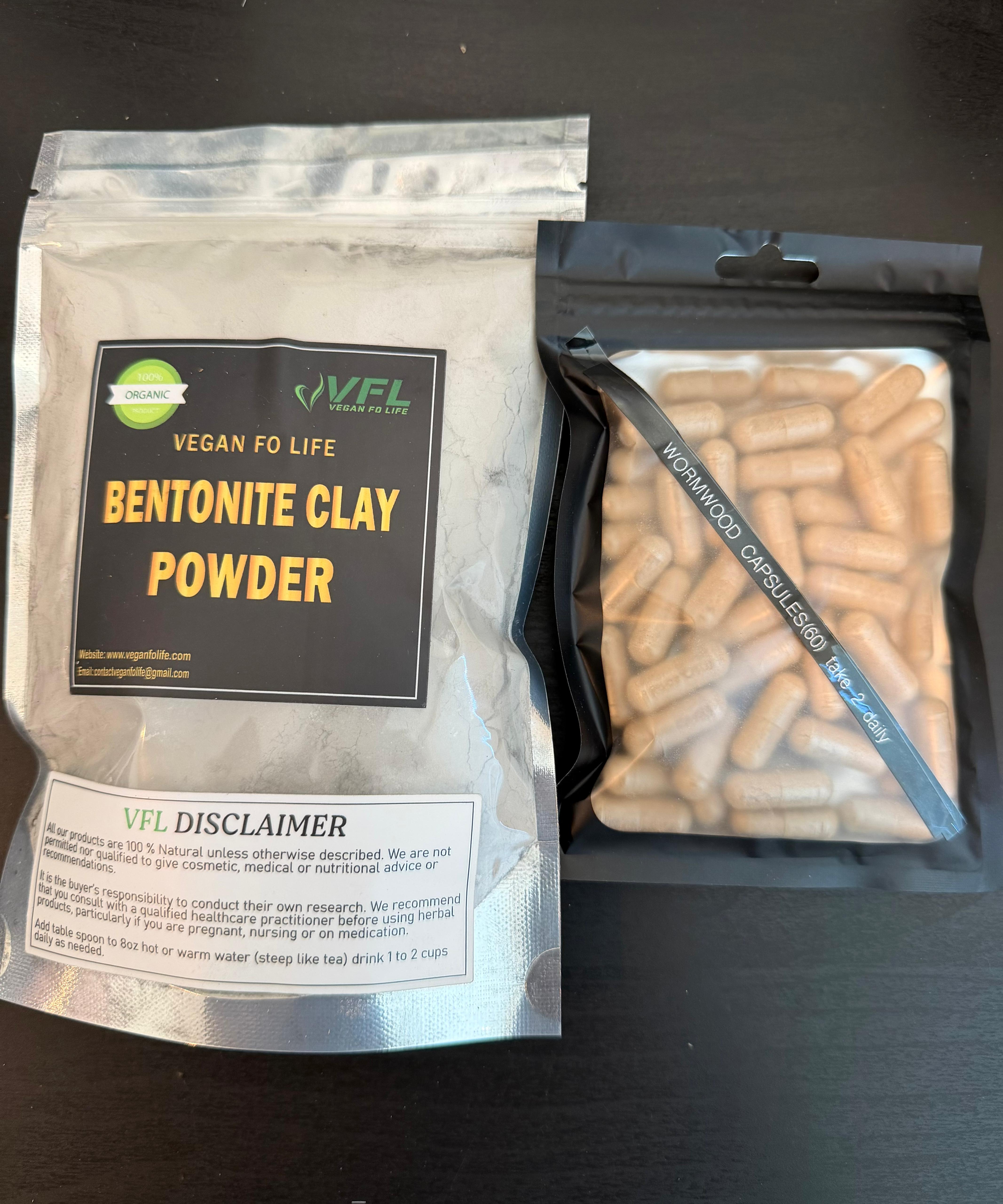 Parasite & Binder Bundle (B) Wormwood Capsules with Bentonite Clay Pow ...